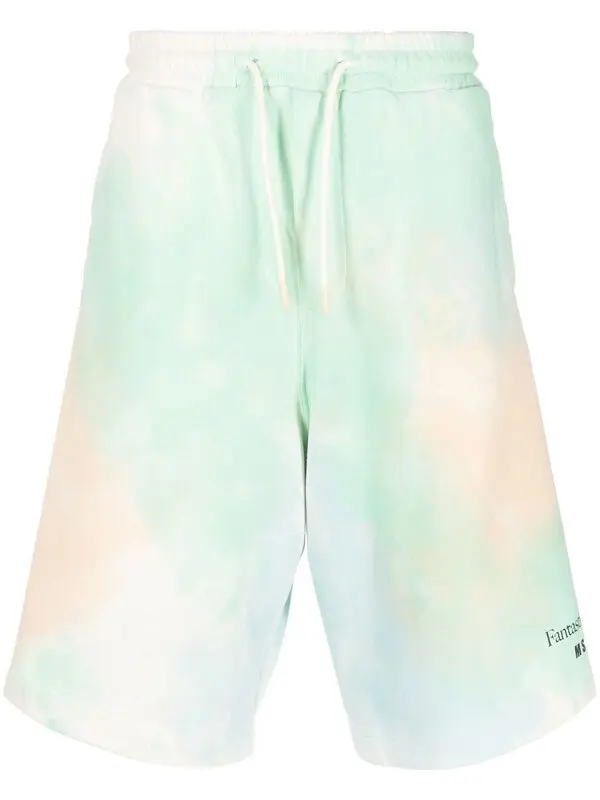 MSGM Logo-print Tie-dye Shorts