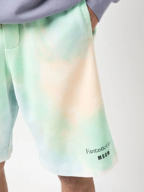 MSGM Logo-print Tie-dye Shorts