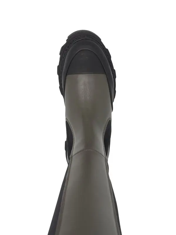GANNI Knee-high Leather Chelsea Boots - Green