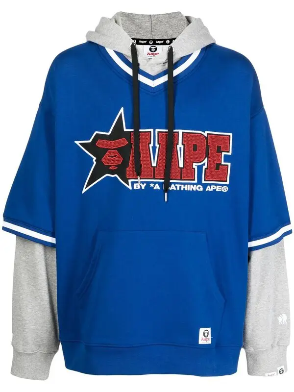 AAPE BY *A BATHING APE Logo-print Pullover Hoodie - Blue