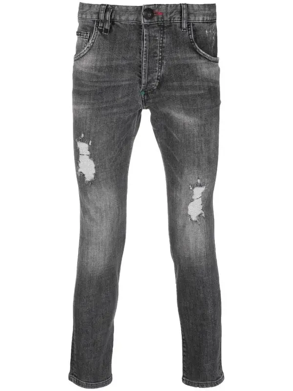 Philipp Plein Distressed Straight-leg Jeans