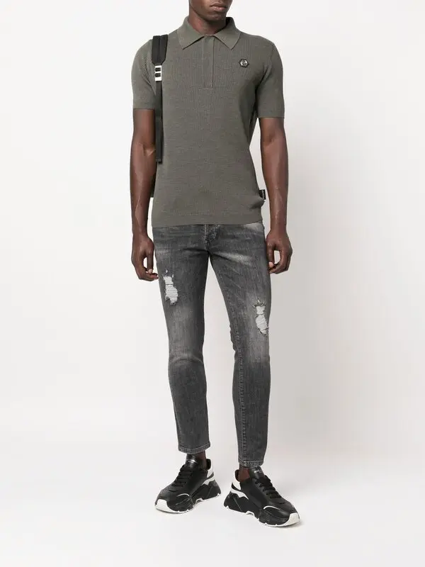 Philipp Plein Distressed Straight-leg Jeans