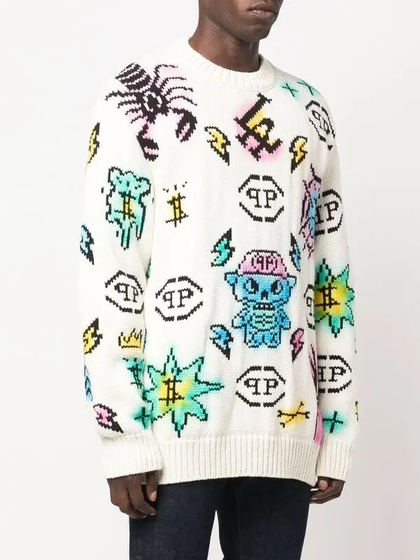 Philipp Plein Tattoo Monogram Knitted Jumper