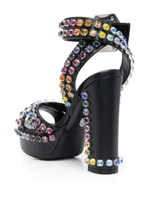 Philipp Plein 135mm Crystal-embellished Platform Sandals - Black