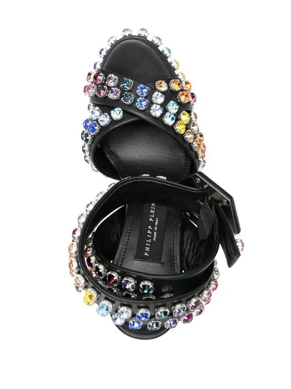 Philipp Plein 135mm Crystal-embellished Platform Sandals - Black