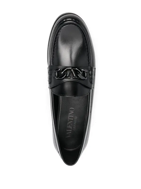 Valentino Garavani Vlogo Chain Leather Loafers