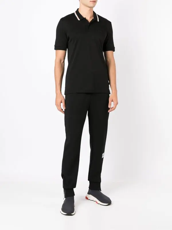 BOSS Logo Embroidered Polo Shirt - Black