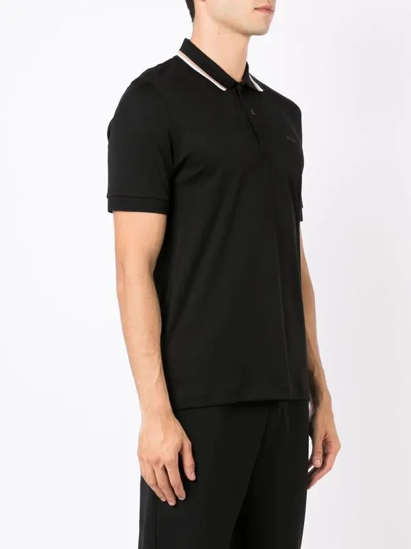 BOSS Logo Embroidered Polo Shirt - Black