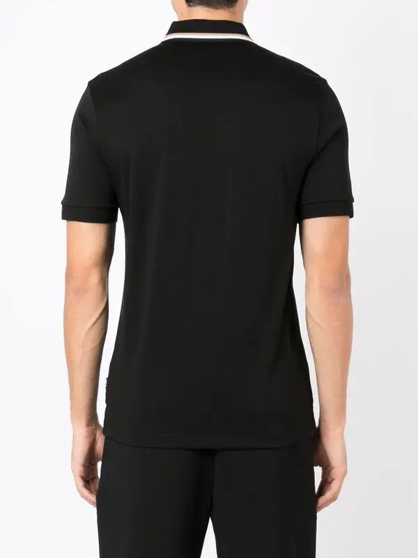 BOSS Logo Embroidered Polo Shirt - Black