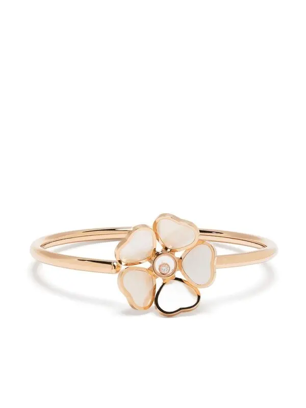 Chopard 18kt Rose Happy Hearts Flower Pearl Bangle