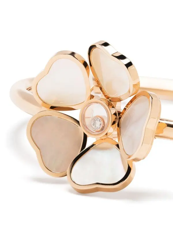 Chopard 18kt Rose Happy Hearts Flower Pearl Bangle