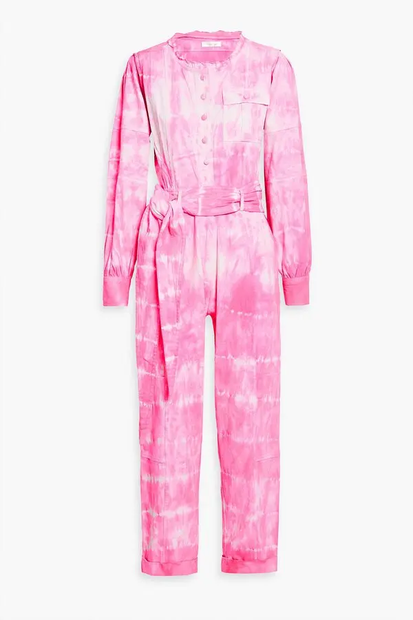 LoveShackFancy Paca Tie-dyed Denim Jumpsuit - Pink