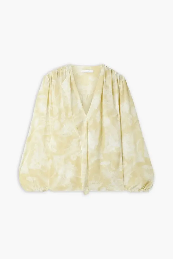 Vince Floralprint Jacquard Blouse - Pastel Yellow