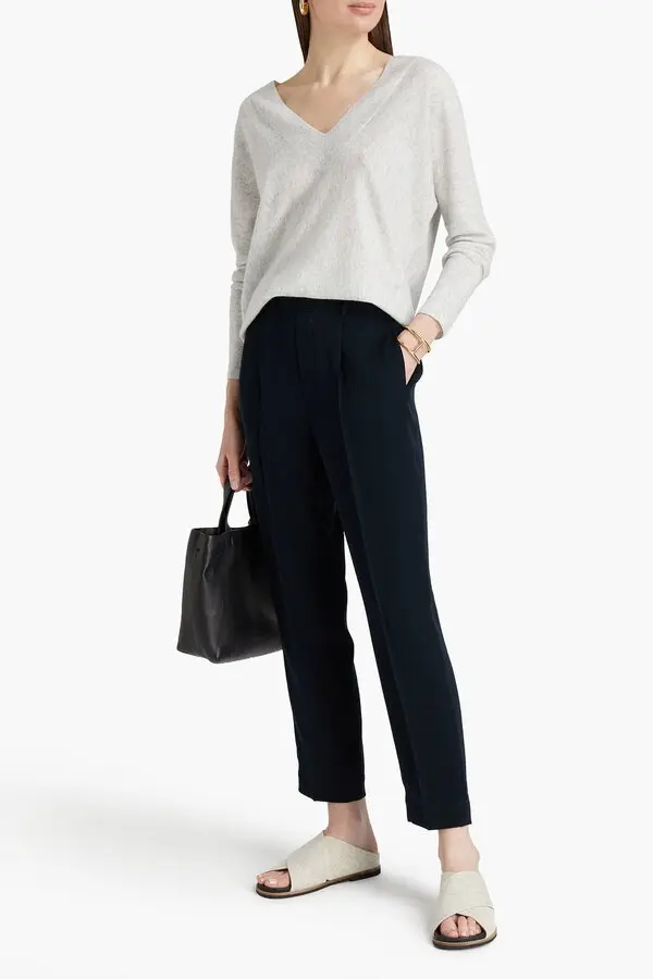 Vince Linen And Cashmere-blend V-neck Sweater