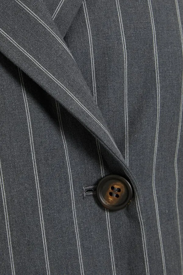 Brunello Cucinelli Pinstriped Double-breasted Cotton-blend Blazer - Dark Gray