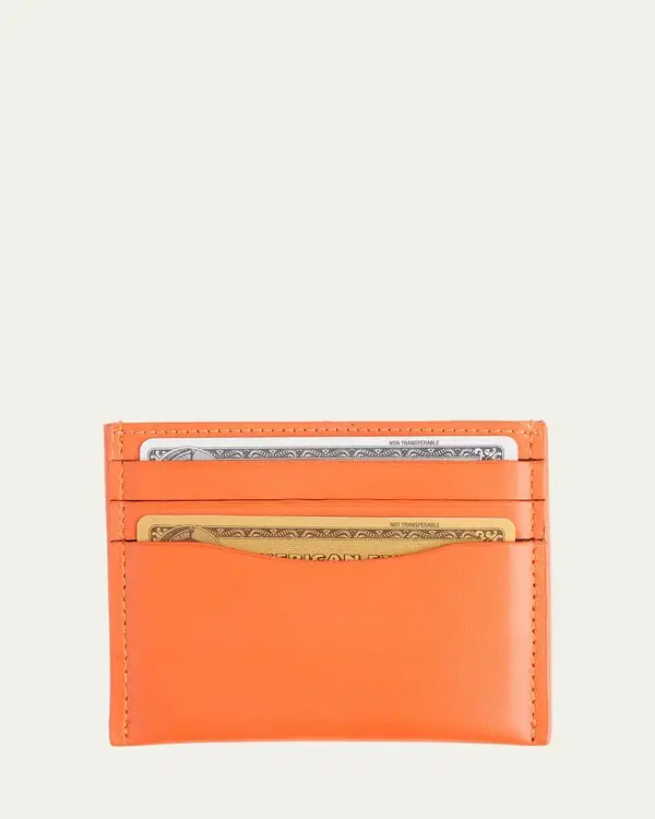 ROYCE NEW YORK Personalized Leather Rfid-blocking Minimalist Card Case - Orange