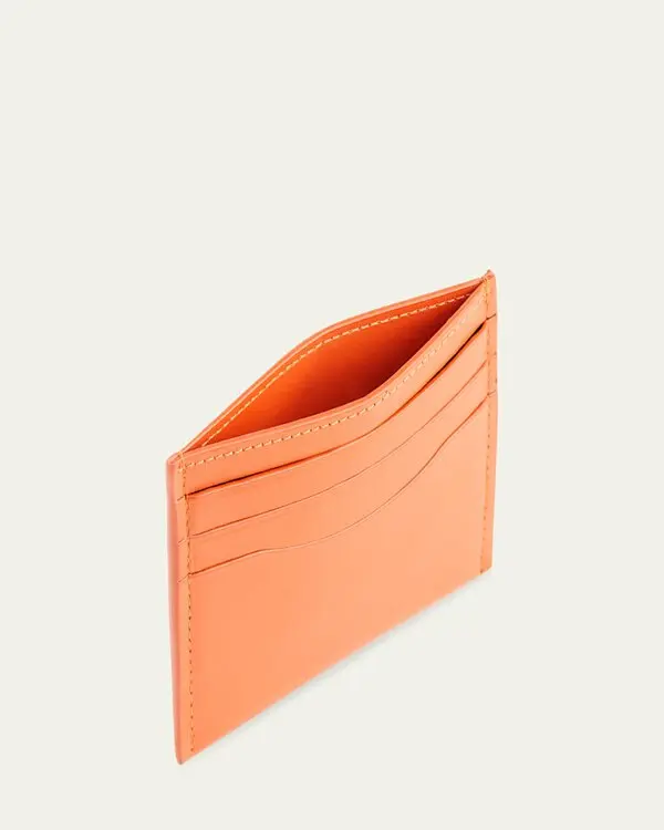 ROYCE NEW YORK Personalized Leather Rfid-blocking Minimalist Card Case - Orange