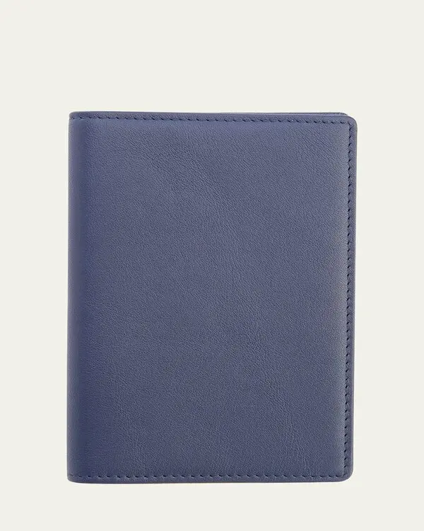 ROYCE NEW YORK Personalized Leather Rfid-blocking Passport Wallet With Vaccine Card Pocket - Navy Blue