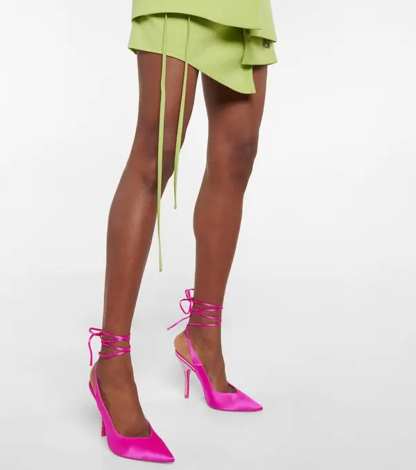 Attico Venus Embellished Satin Pumps - Pink