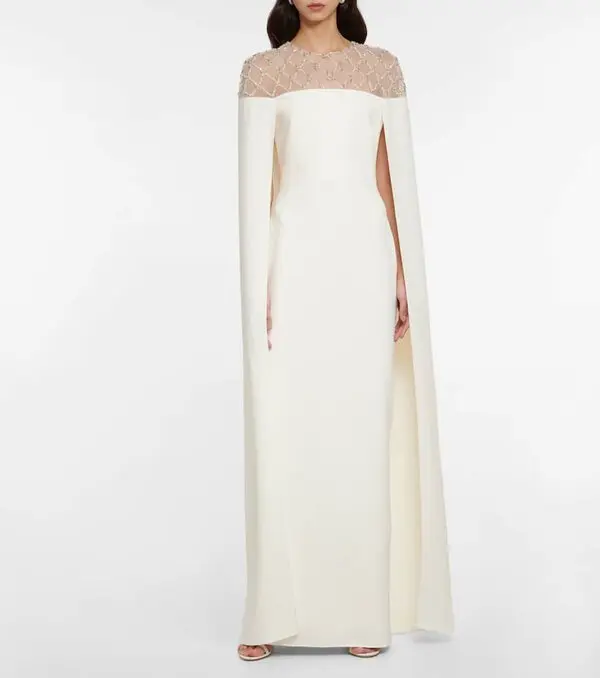 Safiyaa Bridal Embellished Cape Gown