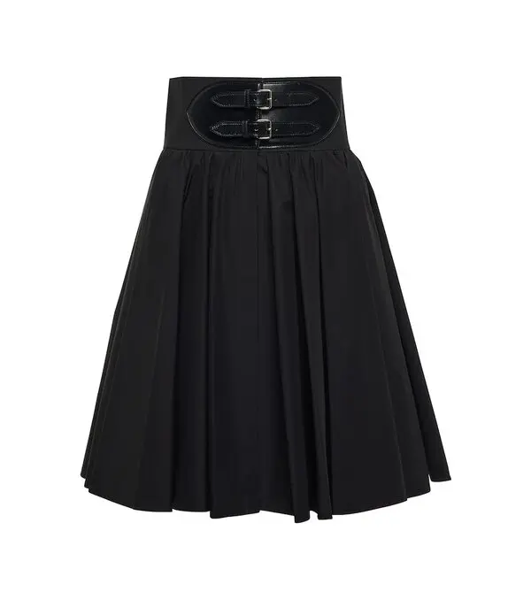 Alaïa Belted Cotton Skirt - Black