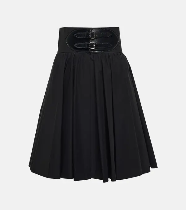 Alaïa Belted Cotton Skirt - Black