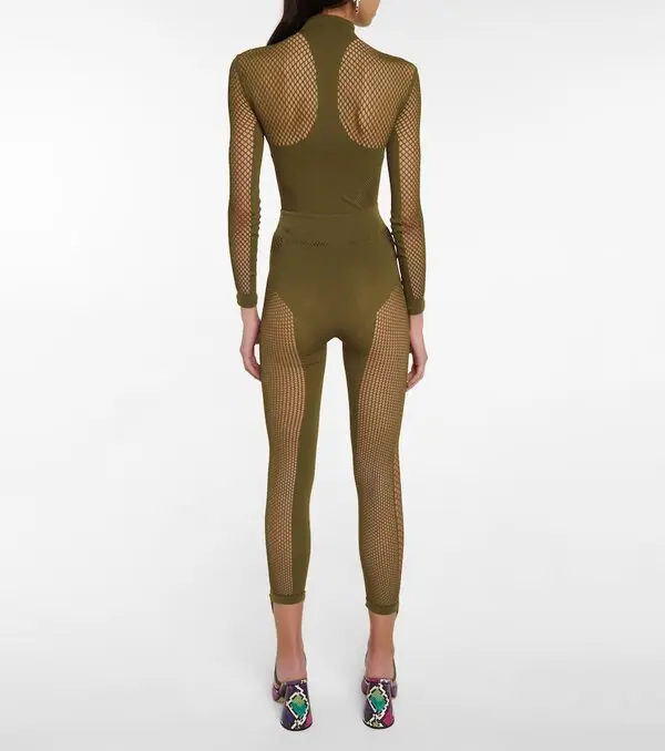 Attico Jersey And Mesh Stirrup Leggings