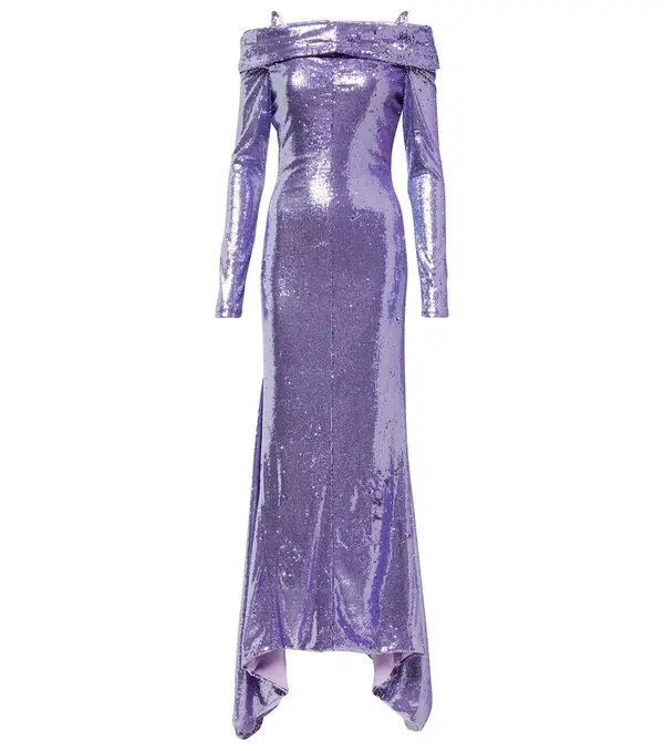 Attico Sequined Off-the-shoulder Gown