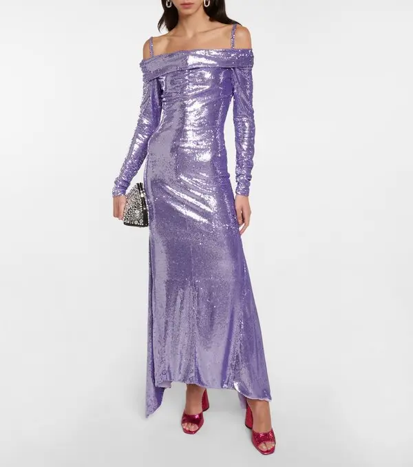 Attico Sequined Off-the-shoulder Gown