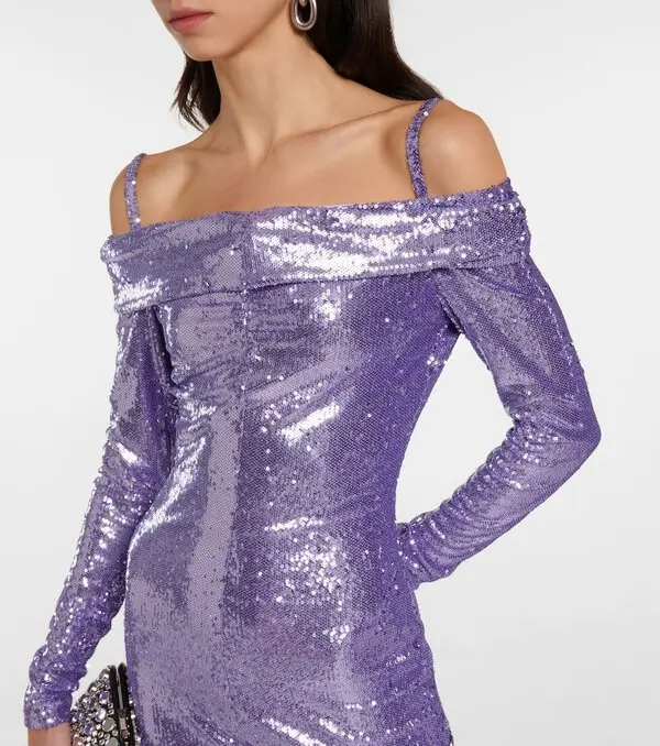 Attico Sequined Off-the-shoulder Gown