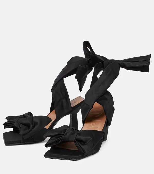GANNI Bow-trimmed Lace-up Sandals