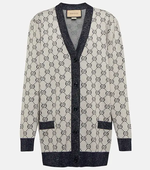 Gucci Gg Jacquard-knit Metallic Cardigan