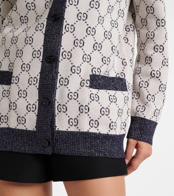 Gucci Gg Jacquard-knit Metallic Cardigan