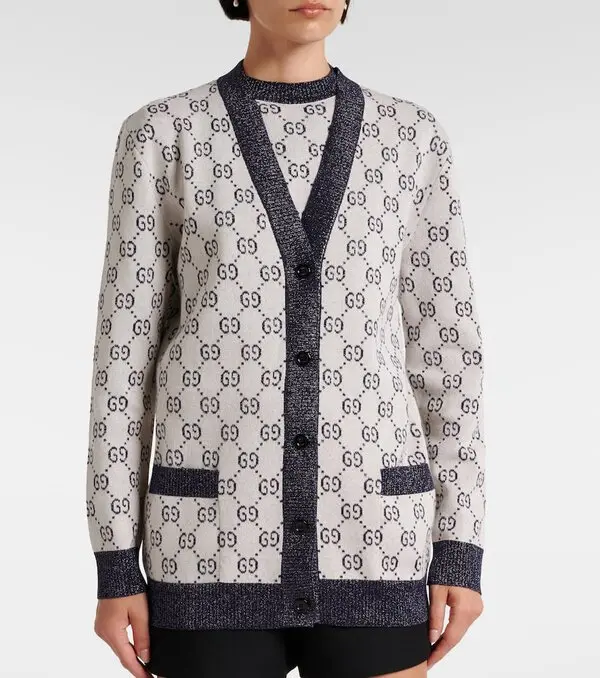 Gucci Gg Jacquard-knit Metallic Cardigan