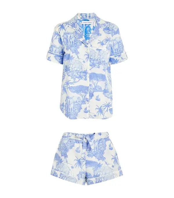 Desmond & Dempsey Short Pyjama Set - Blue