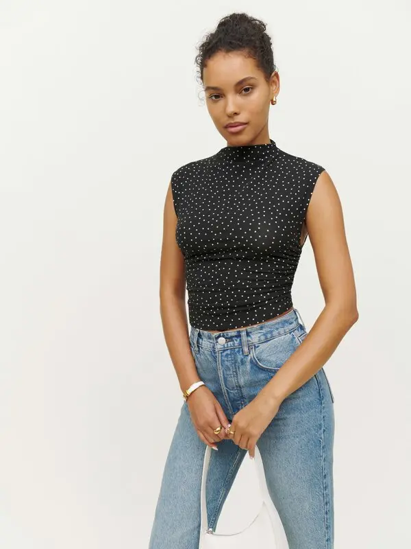 REFORMATION Lindy Printed Knit Top