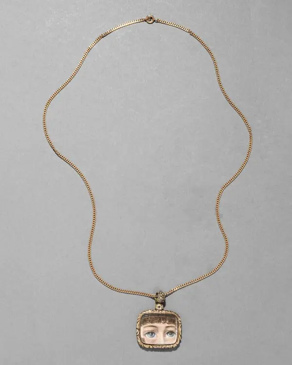 Alexis Bittar Antique 14k & Quartz Portrait Pendant Necklace - Gold