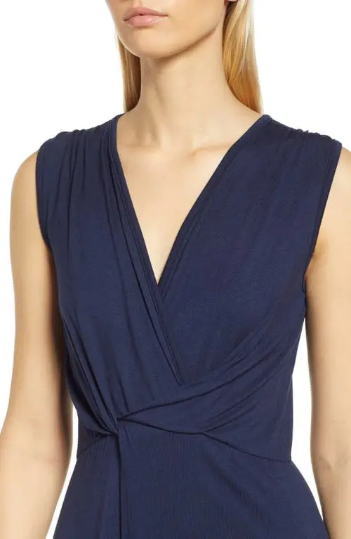 Loveappella Drape Twist Dress - Navy