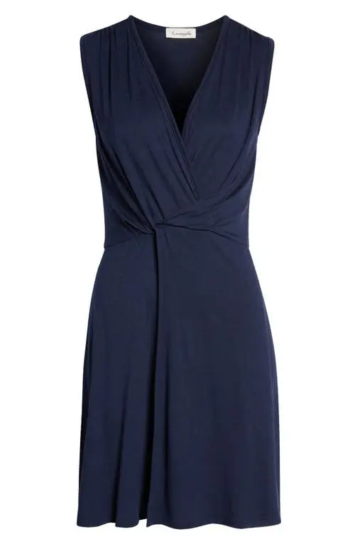 Loveappella Drape Twist Dress - Navy