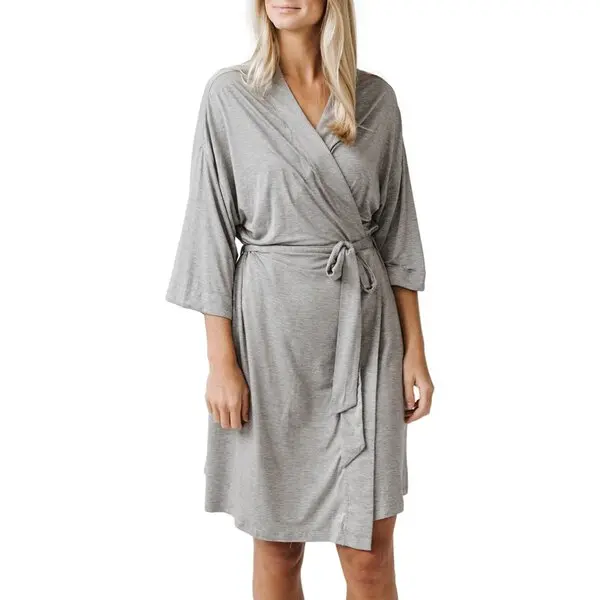 Cozy Earth Three-quarter Sleeve Robe - Grey