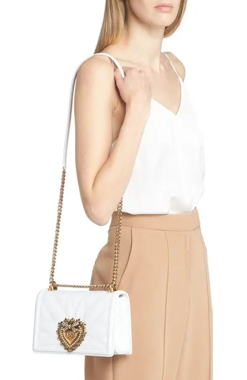 Dolce & Gabbana Devotion Lambskin Crossbody Bag - Optical White