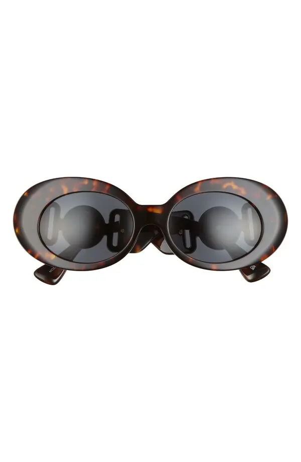 Versace 54mm Irregular Oval Sunglasses - Dark Grey/ Brown