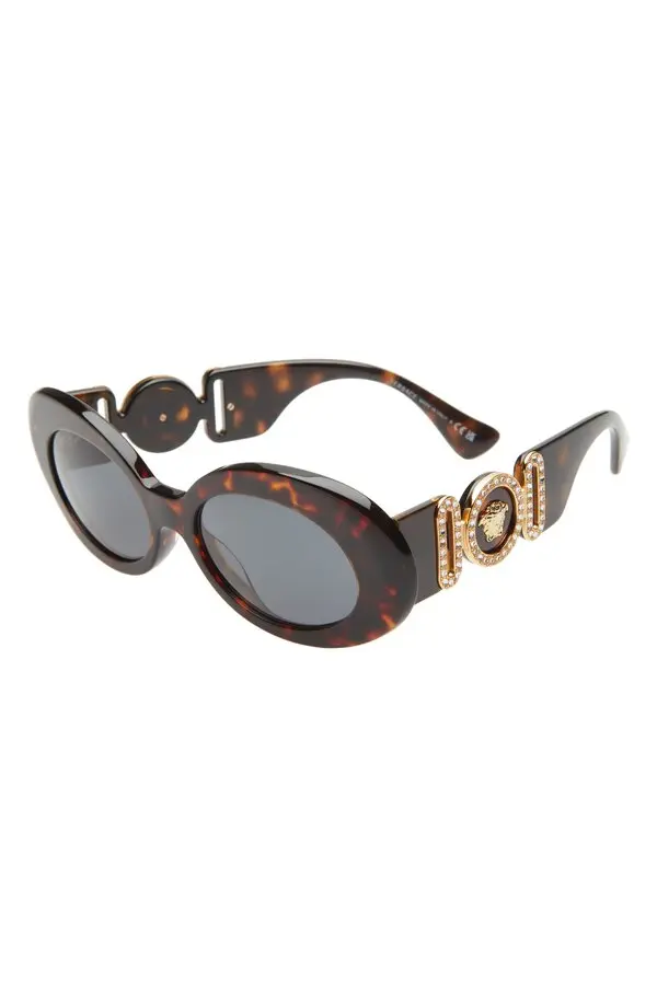 Versace 54mm Irregular Oval Sunglasses - Dark Grey/ Brown
