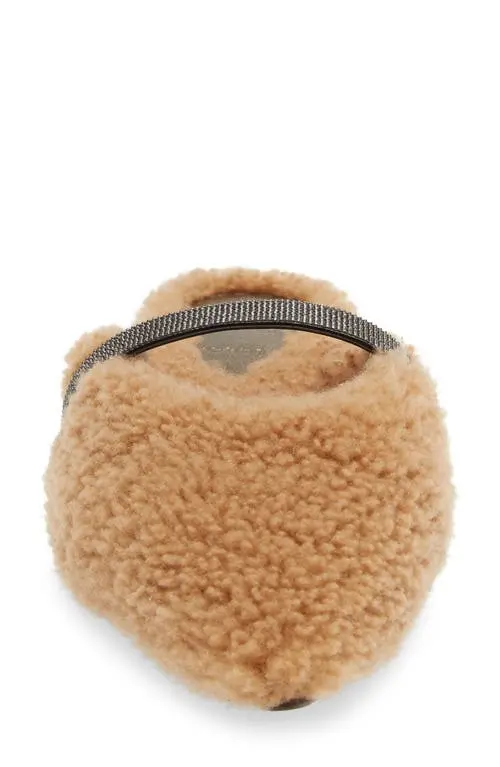 Brunello Cucinelli Monili Beaded Genuine Shearling Slide