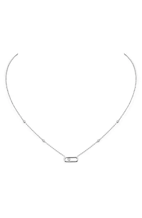Messika Move Uno Diamond Station Pendant Necklace - White Gold