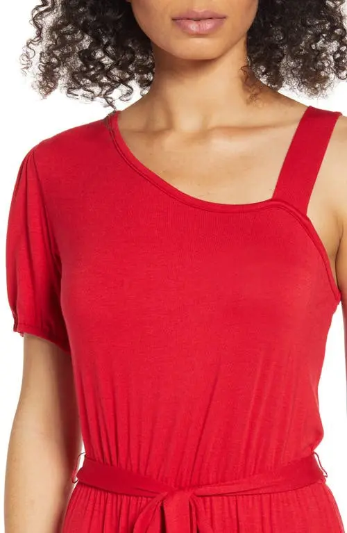 Loveappella One-shoulder Ruffle Hem Knit Dress