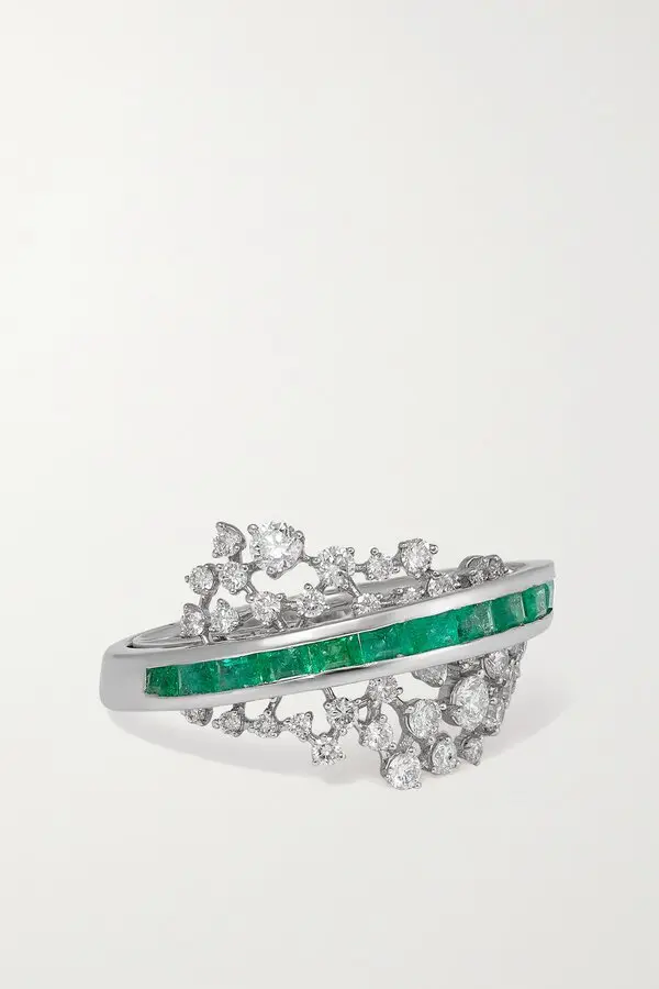 ANANYA Scatter Energy 18-karat Diamond And Emerald Ring