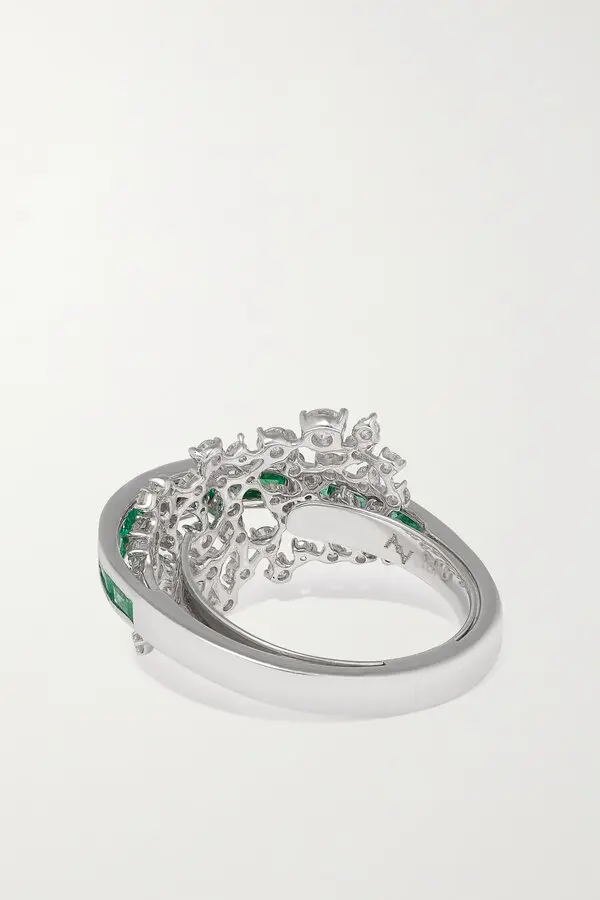 ANANYA Scatter Energy 18-karat Diamond And Emerald Ring