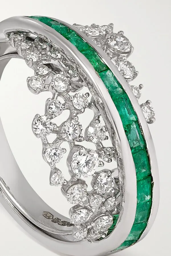 ANANYA Scatter Energy 18-karat Diamond And Emerald Ring