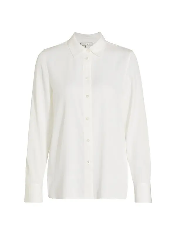 Vince Silk-blend Slim-fit Blouse - Optic White
